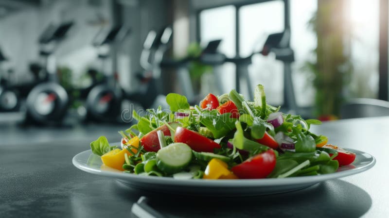 Fresh Vegetable Salad in a Gym Setting Stock Image - Image of food ...