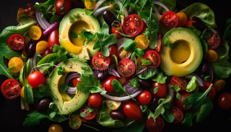 Fresh Vegetable Salad with Mozzarella on Ciabatta Bread Generated by AI ...