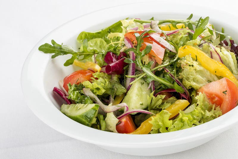 Fresh Vegetable Salad. on a White Background Stock Photo - Image of ...