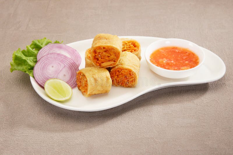 Fresh Vegetable Spring Roll or Burrito Stock Image - Image of capsicum ...