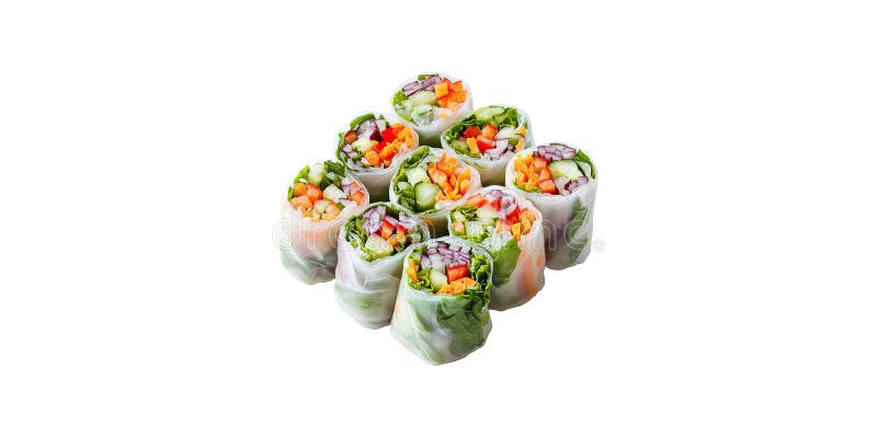 Fresh Vegetable Spring Rolls Arrangement with Assorted Ingredients ...