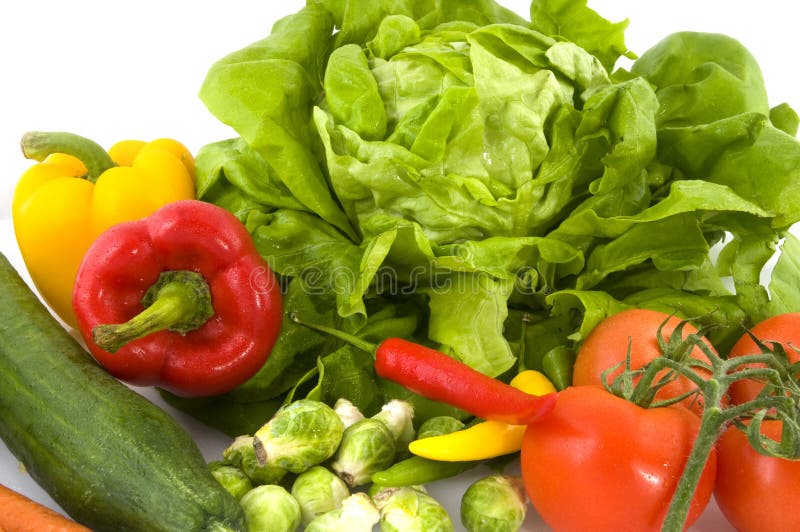 Fresh Vegetables in Colorful Buckets Stock Photo - Image of tomatoes ...