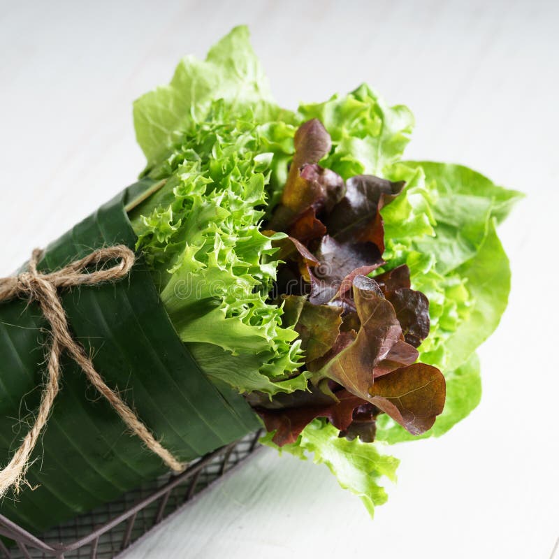 Fresh Vegetables in Banana Leaf Wrap Stock Image - Image of spring ...
