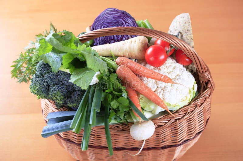Fresh Vegetables in a Basket Stock Image - Image of organic, healthy ...