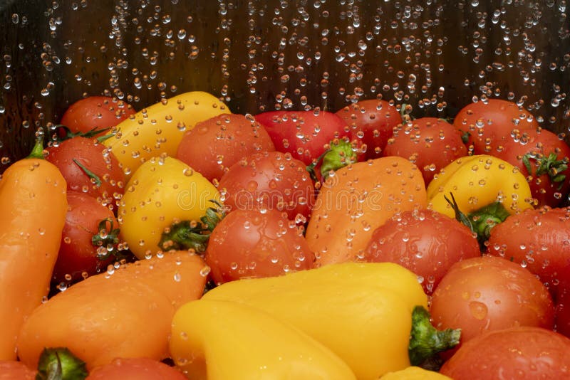 Fresh Vegetables Being Washed in Clear Water with Bubbles Stock Image ...