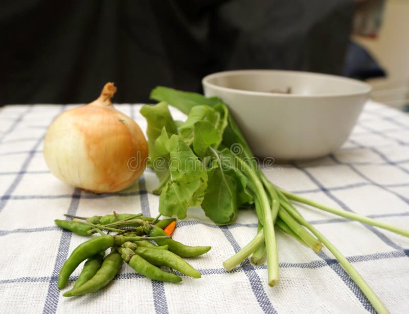 Fresh Vegetables on the Checker Board Facric Stock Photo - Image of ...
