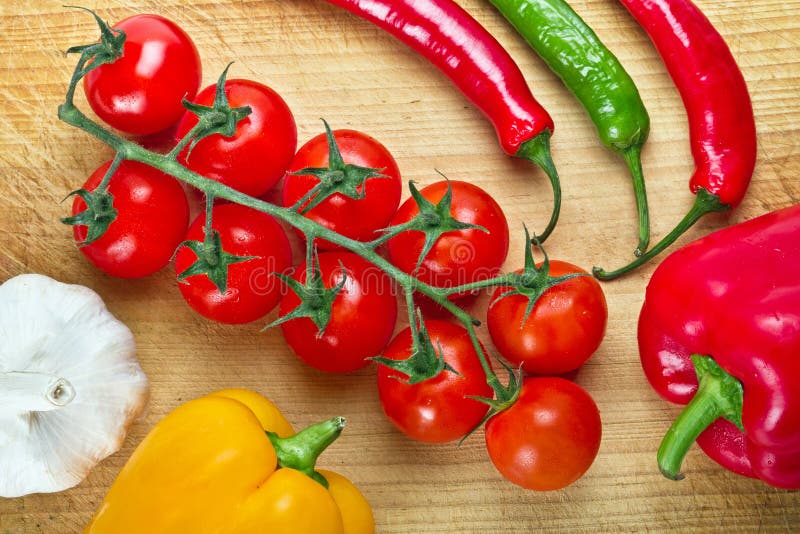 Fresh Vegetables for Cooking on Cuting Board Stock Photo - Image of ...