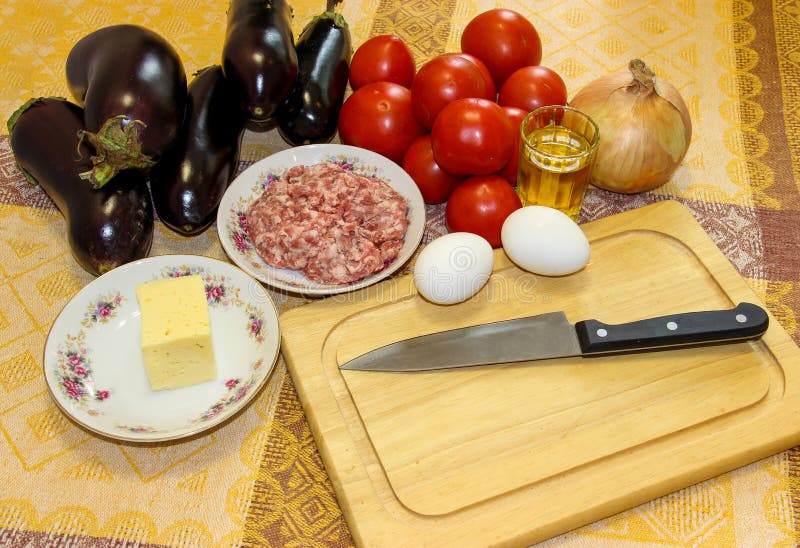 Fresh Vegetables for Cooking Light Dinner, Moussaka - a Traditional ...