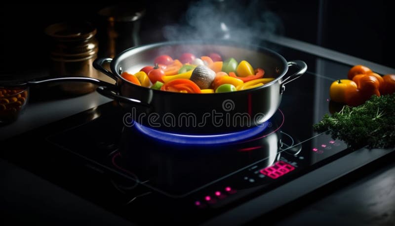 Fresh Vegetables Cooking on Stove Top Burner Generated by AI Stock ...