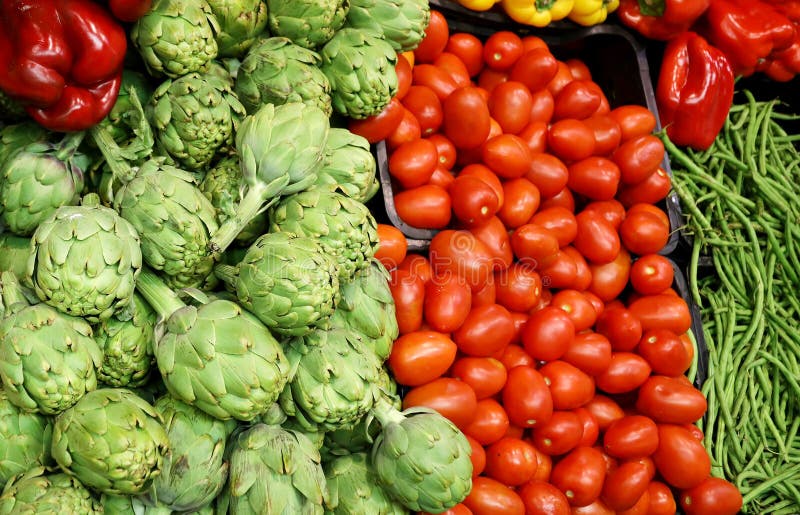 Fresh Vegetables on the Counter in the Store Stock Photo - Image of ...