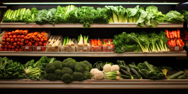 Fresh Vegetables on the Counter in the Supermarket Stock Illustration ...