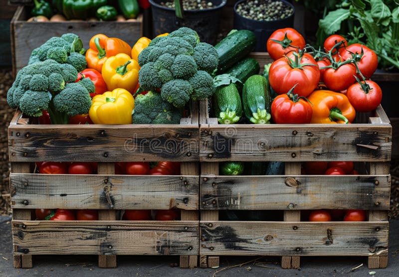 Fresh Vegetables in Crates at Farmers Market Stock Image - Image of ...
