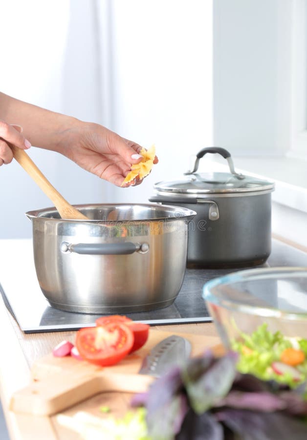 Fresh Vegetables on the Cutting Board are Falling in the Pot, Concept ...