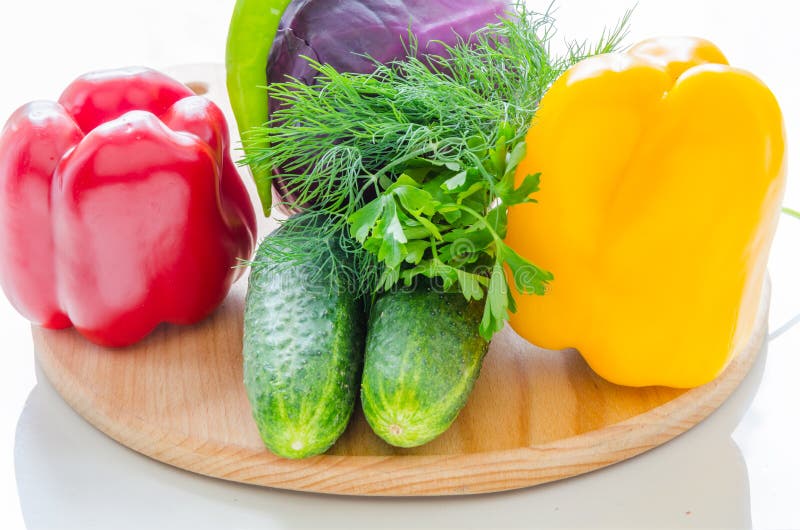 Fresh Vegetables on a Cutting Board Stock Photo - Image of lowcalorie ...