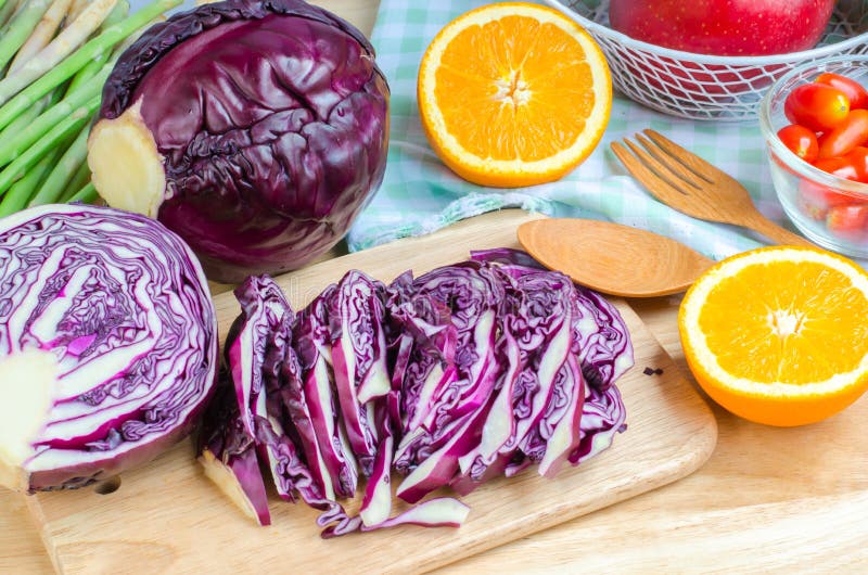 Fresh Vegetables and Fruits on Kitchen Table Stock Photo - Image of ...