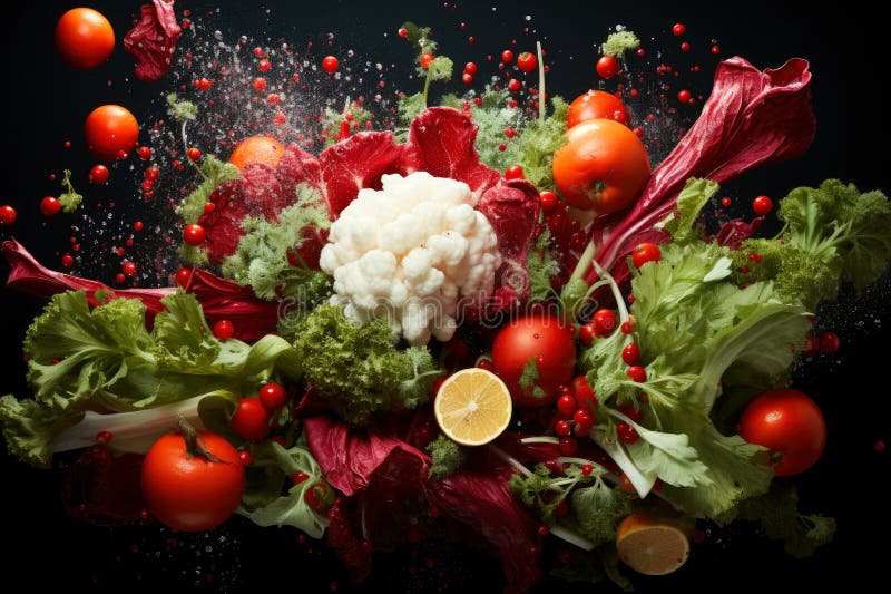 Fresh Vegetables Falling Water Black Stock Illustrations – 171 Fresh ...