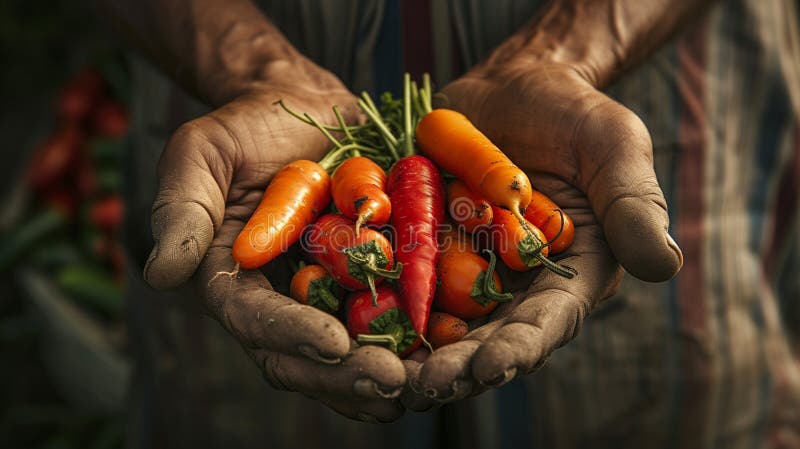 Fresh Vegetables in the Hands of a Farmer, Close-up Stock Image - Image ...