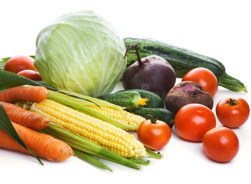 Fresh Vegetables Isolated Over White Stock Image - Image of isolated ...