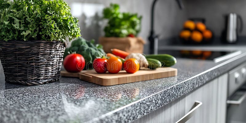 Fresh Vegetables Kitchen Countertop Healthy Cooking Ingredients Stock ...