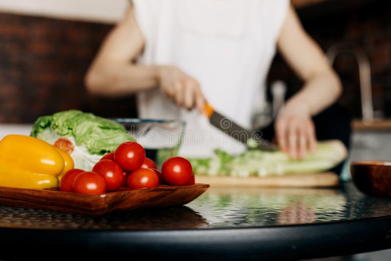 Fresh Vegetables on the Kitchen Table for Healthy Food Preparation ...