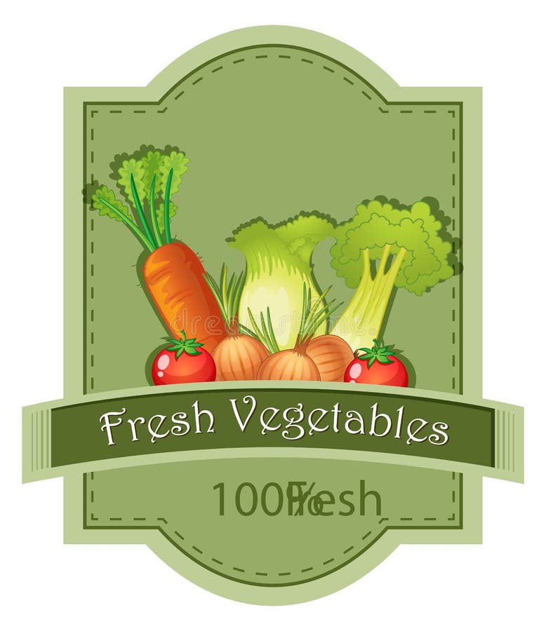 Vegetables Label Design Isolated on White. Stock Illustration ...
