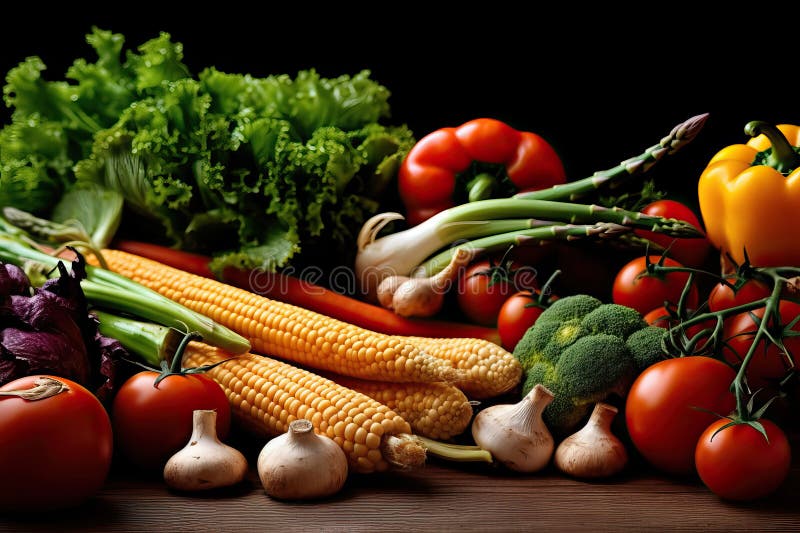 Fresh Vegetables Lying on the Table Close-up. Stock Illustration ...