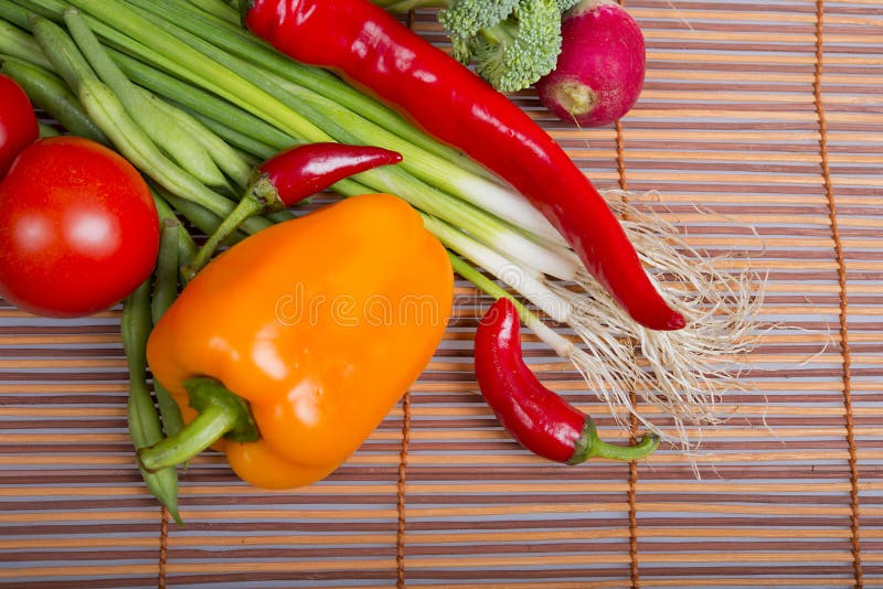Fresh vegetables on a mat stock image. Image of broccoli - 41088351