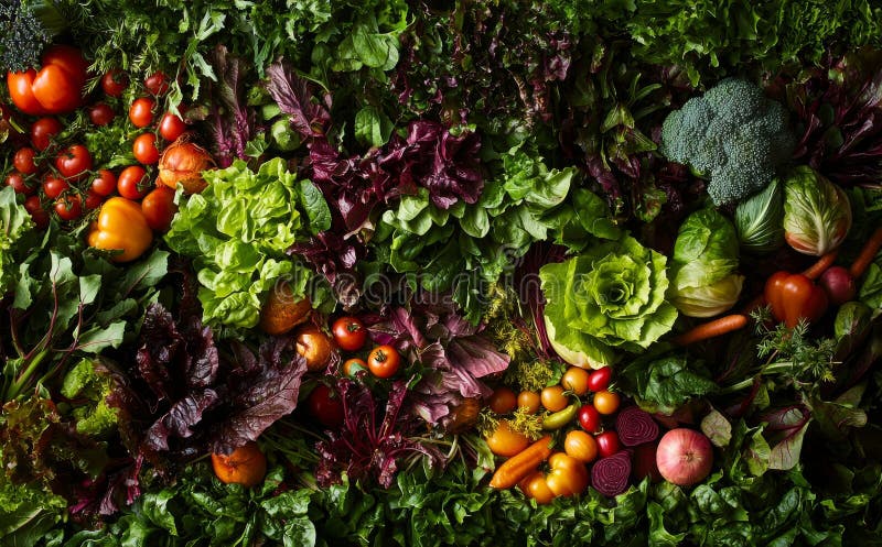 Fresh Vegetables Overflowing from a Vertical Garden, Organized and ...