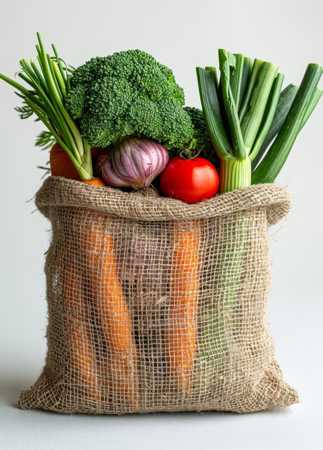 Fresh Vegetables in Sack. a Large Net Bag Filled with Vegetables Stock ...