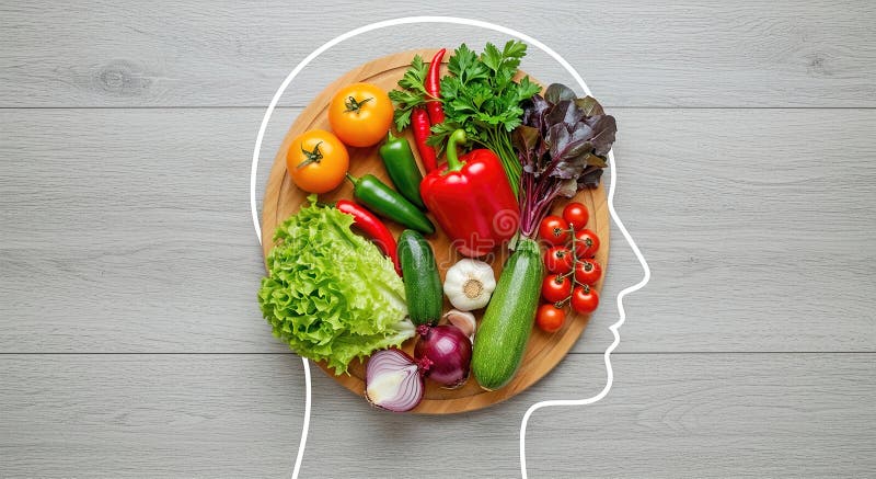 Fresh Vegetables Symbolizing Healthy Eating at the Male Head Stock ...