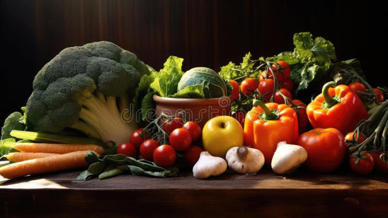 Fresh Vegetables on the Table Stock Illustration - Illustration of ...