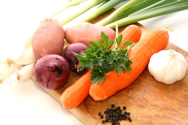 Fresh Vegetables on a Timber Board Stock Photo - Image of gastronomy ...