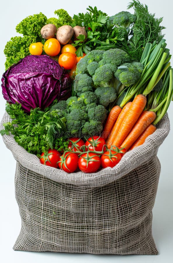 Fresh Vegetables in a Woven Sack Stock Image - Image of garden, cooking ...