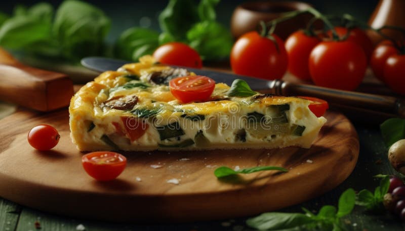 Fresh Vegetarian Meal with Mozzarella, Tomato, and Herb on Rustic Wood ...