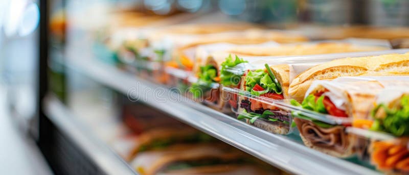 Fresh Veggie Wraps in Display Case. Generative Ai Stock Illustration ...