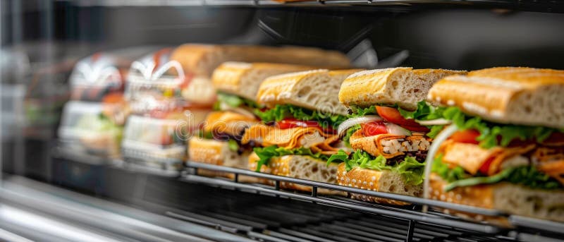 Fresh Veggie Wraps in Display Case. Generative Ai Stock Illustration ...