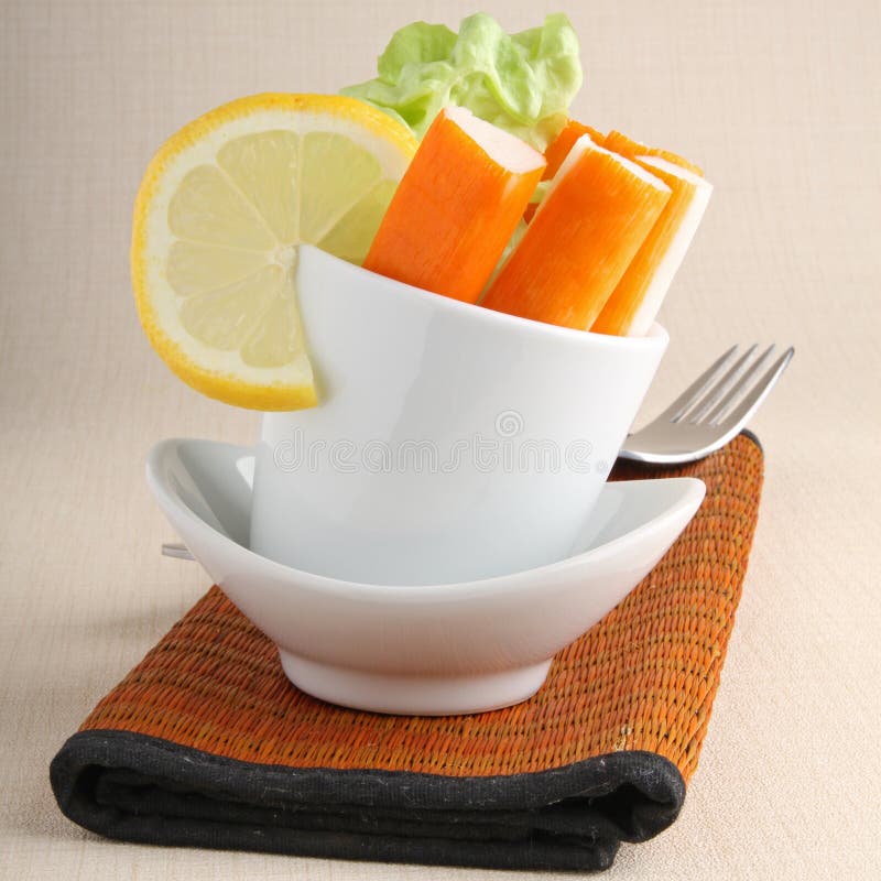 Fresh verrine of surimi stock image. Image of crab, fork - 18719173