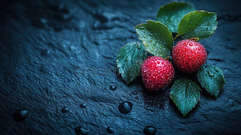 Fresh, Vibrant Berries on a Dark Stone Surface Stock Illustration - Illustration of nature ...