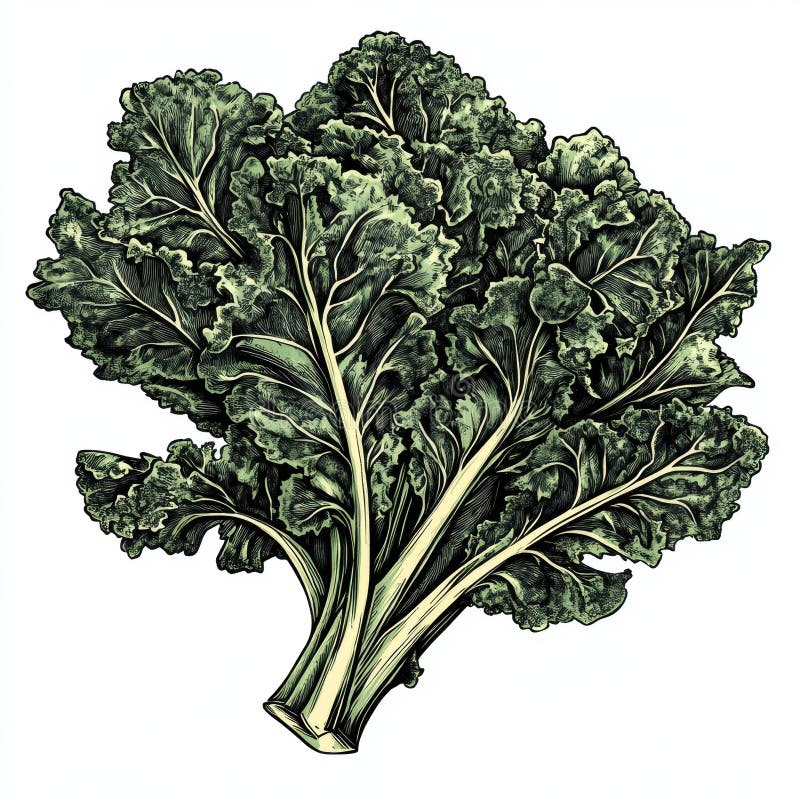 Fresh Vibrant Kale with Intricate Leaf Patterns and Textures Stock ...