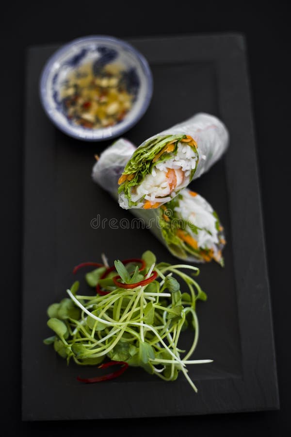 Fresh Vietnamese Spring Roll Stock Photo - Image of gourmet, green ...