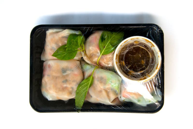 Fresh Vietnamese Spring Rolls, with Mint in Package Stock Image - Image ...