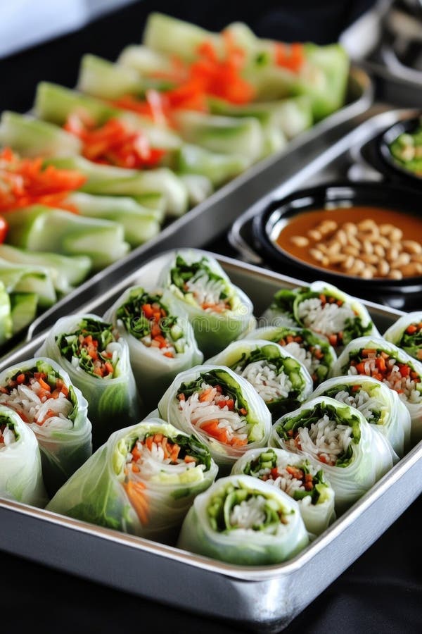 Fresh Vietnamese Spring Rolls with Vegetables and Rice Noodles in a ...