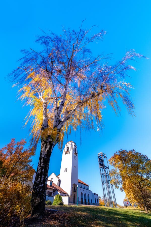 Fresh View of the Depot in Boise Idaho with a Birch Tree in Fall Colors ...