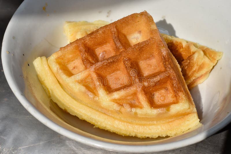 Fresh Waffle on the White Plates Stock Image - Image of yummy ...