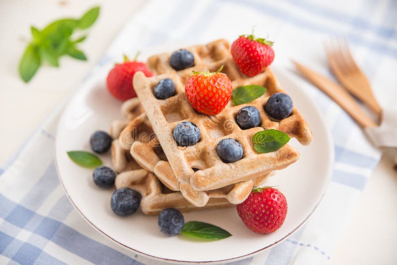 Fresh Waffles with berries stock image. Image of blueberry - 72804383
