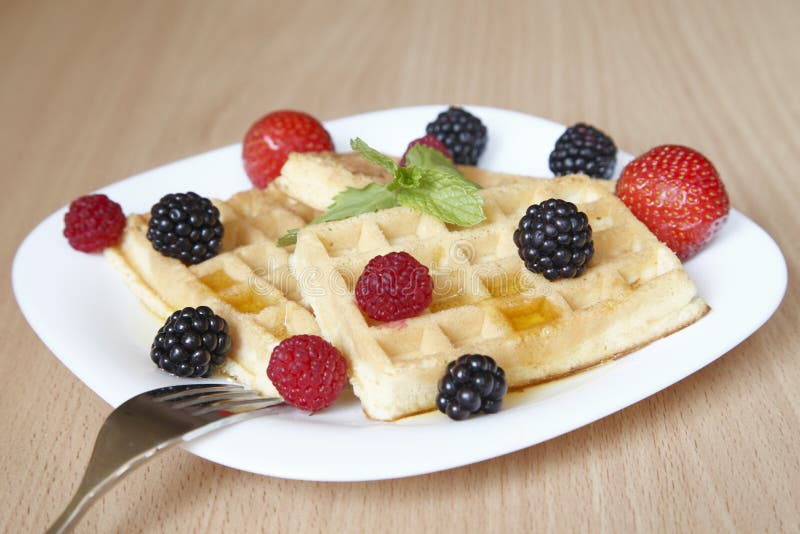 Fresh waffles with fruits stock photo. Image of berries - 26492072