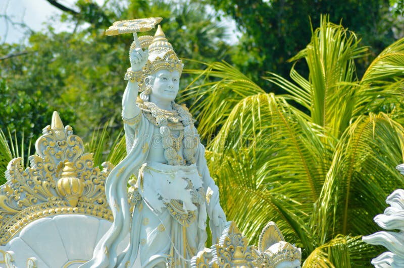 Fresh Warm Sunshine on Krishna Chakra Statue in Garden Stock Image ...
