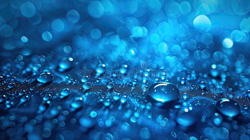 Fresh Water Droplets on a Blue Surface. Stock Illustration ...