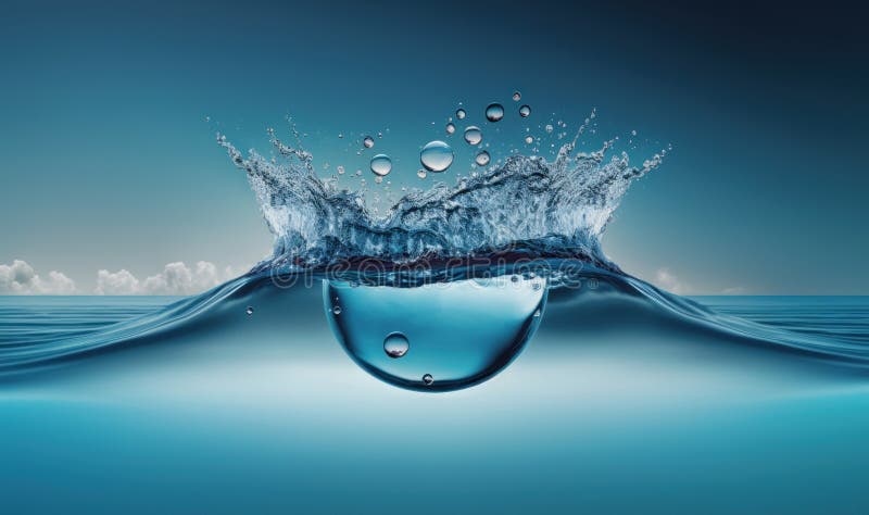 Fresh Water Drops on Blue Ethereal Background for Invitations and ...