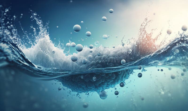 Fresh Water Drops on Blue Ethereal Background for Invitations and ...